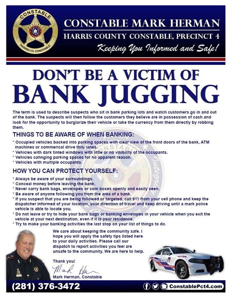 Don't be a victim of bank jugging